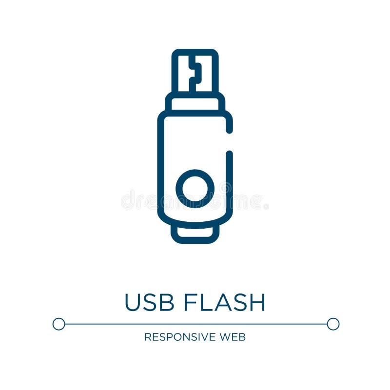 Usb Flash Icon. Linear Vector Illustration from Computer and Hardware ...