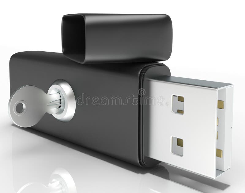 Usb Flash and Key Shows Secure Portable Memory Stock Image - Image of ...