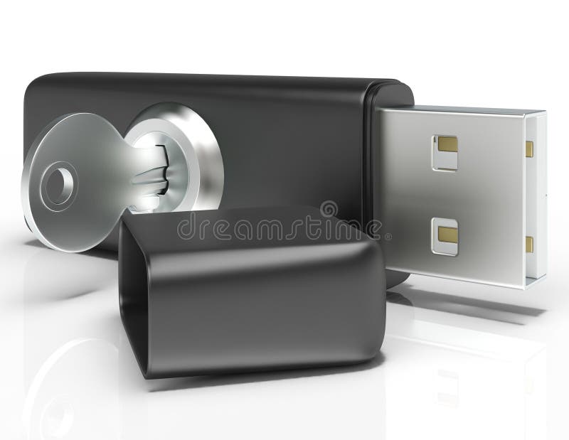 Usb Flash and Key Shows Secure Portable Storage Stock Photo - Image of ...