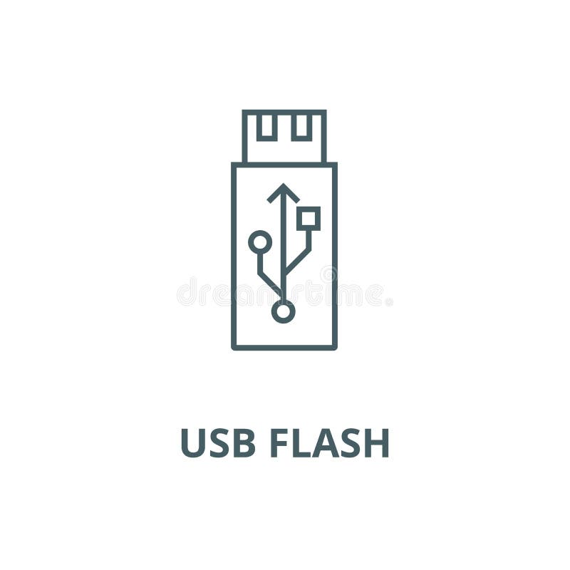 Usb Flash. Memory Card Vector Line Icon, Linear Concept, Outline Sign ...