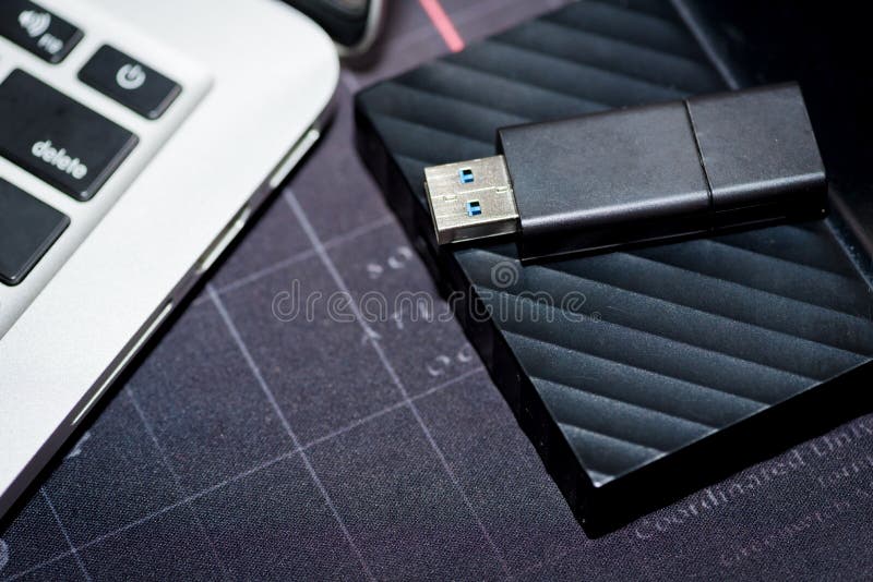 USB Flash Memory Drive Plugged into a Computer Laptop Port. Stock Image ...