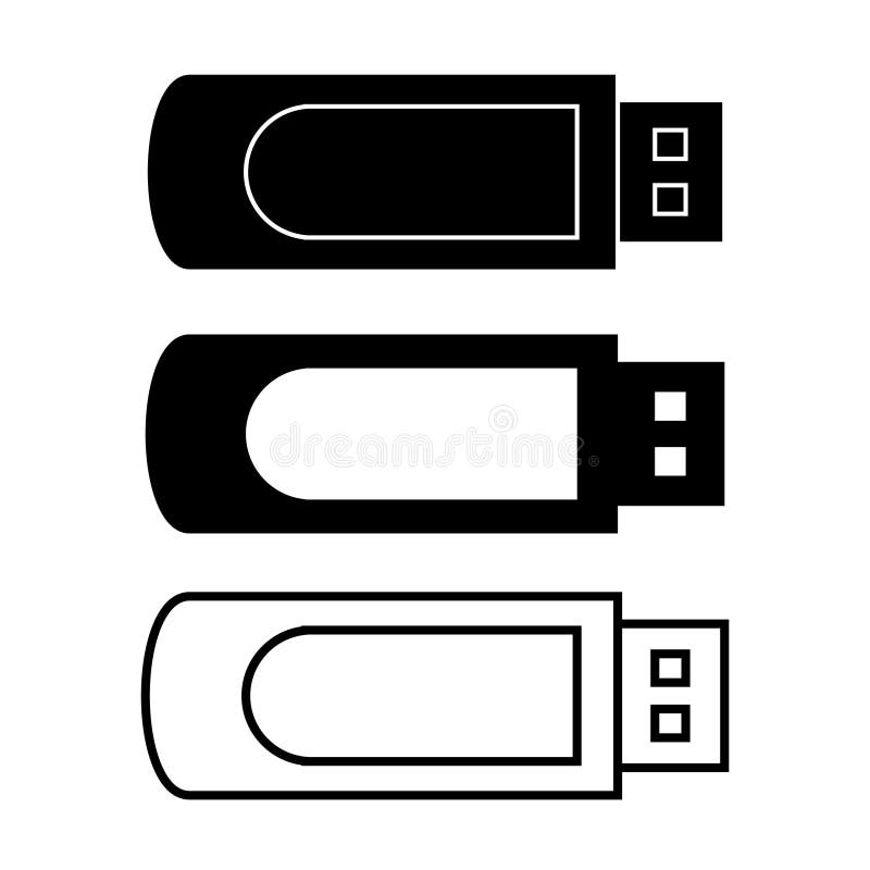 USB Flash Memory Drive on White Background. Vector Illustration in ...