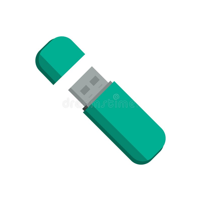 USB Flash Memory Drive on White Background. Vector Illustration in ...