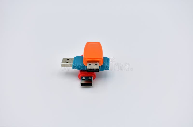 USB Flash Memory Drives with Colours on a White Background. Stock Image ...