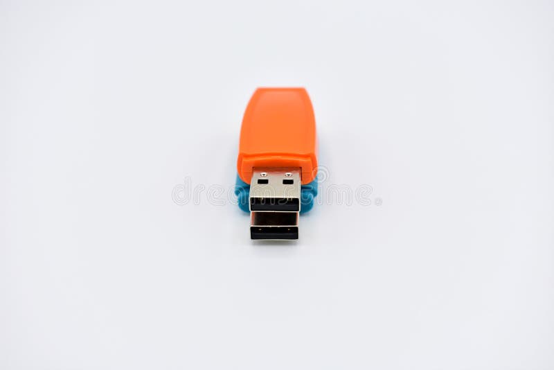 USB Flash Memory Drives with Colours, Orange, Blue and Red, on a White ...