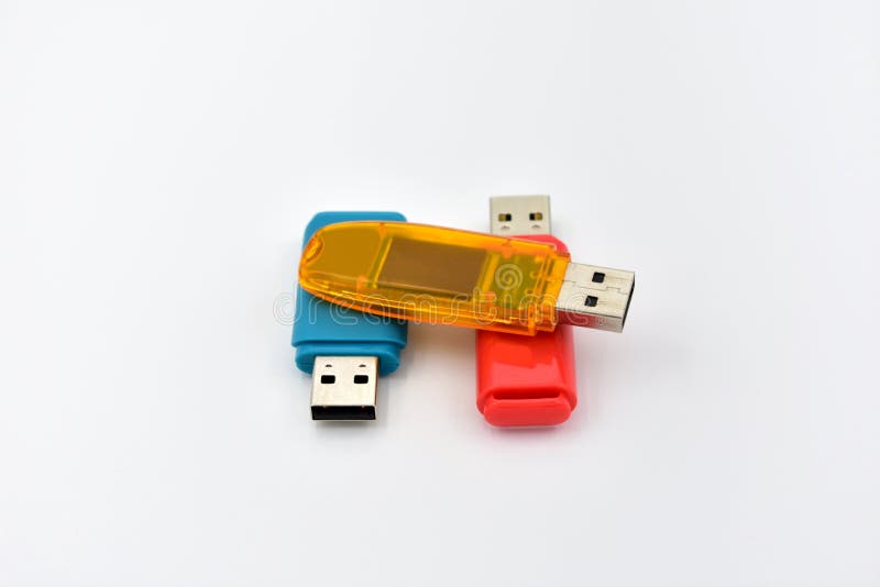 USB Flash Memory Drives with Colours on a White Background. Stock Image ...