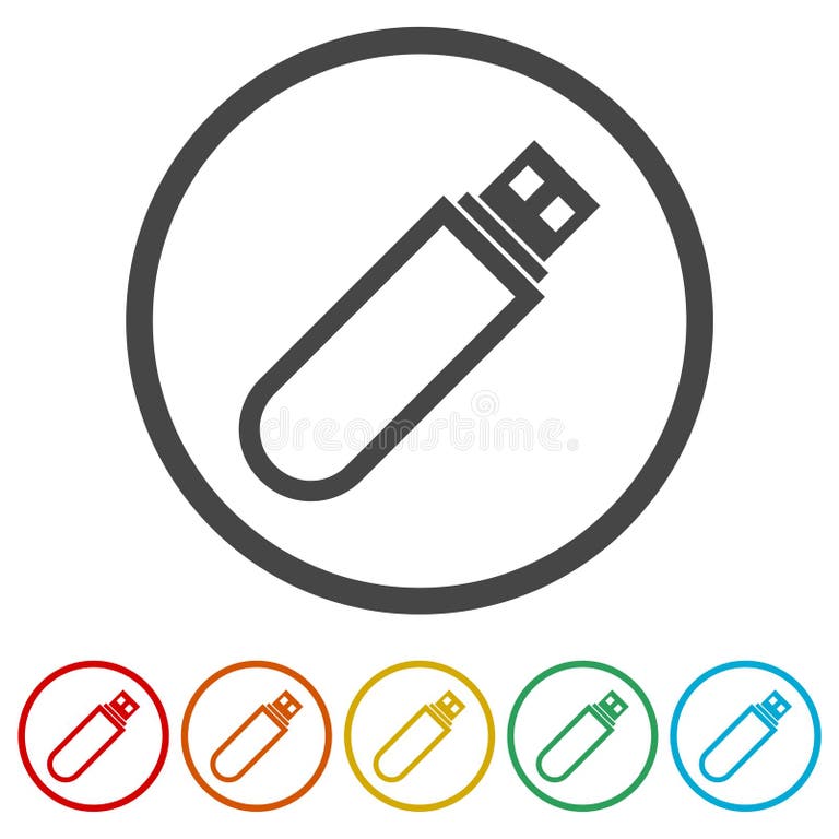 Usb Flash Memory Icon, 6 Colors Included Stock Vector - Illustration of ...