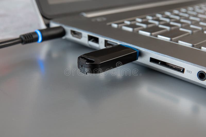 Usb Flash Memory and Laptop on Table Stock Image - Image of save ...
