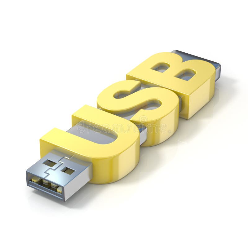 USB Flash Memory, Made with the Word USB. 3D Render Stock Illustration ...