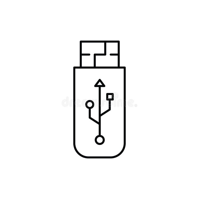 Usb Flash or Pen Drive Single Isolated Icon with Line or Outline Style ...