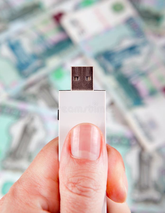 USB Flash and Russian Rubles Stock Photo - Image of income, detail ...