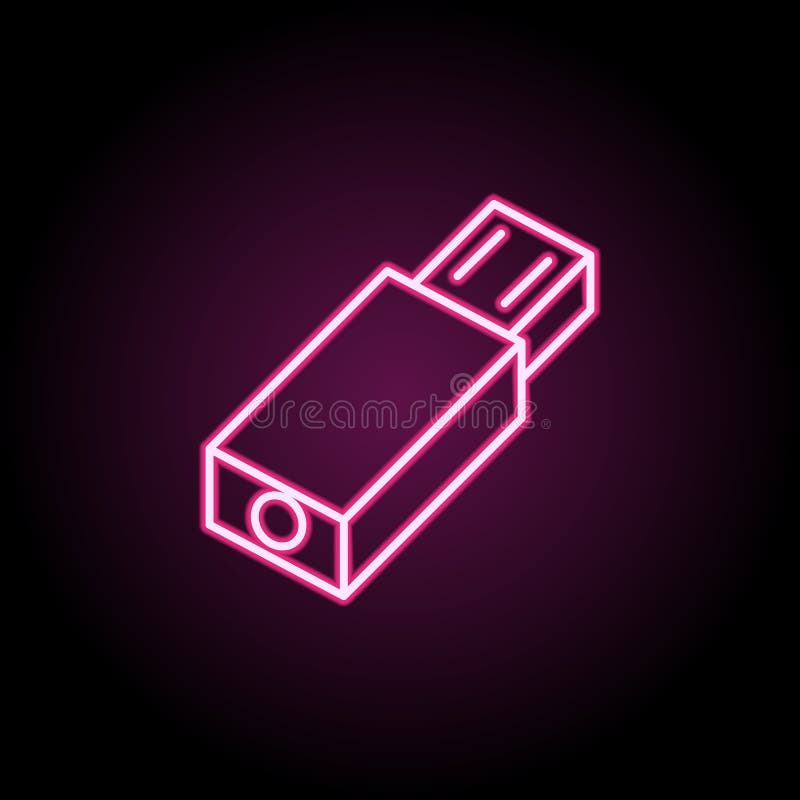 Usb Flash Storage Neon Icon. Simple Thin Line, Outline Vector of ...