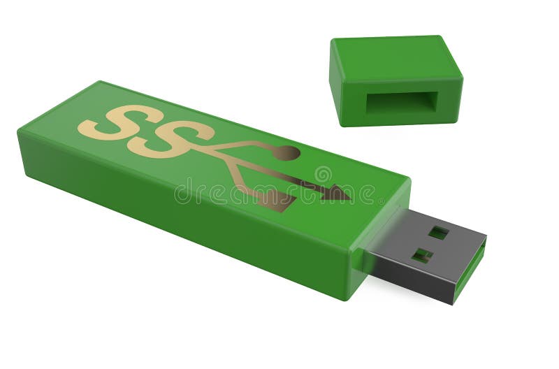 USB Flashes Drive Ss 3.0 Green Stock Illustration - Illustration of ...