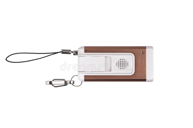 USB Flashlight Keychain.Metal LED Flashlight Isolate on a White Back ...