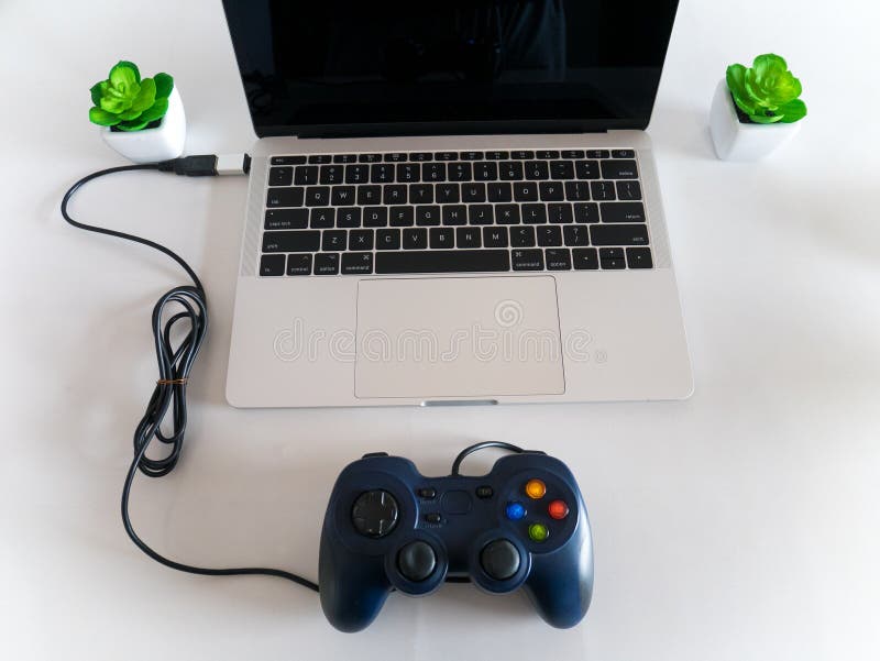 USB Gamepad Controller Attached To Laptop with USB Type-C Editorial ...