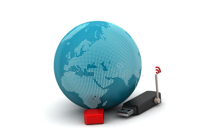 Usb and Globe with Internet Connection Stock Illustration ...