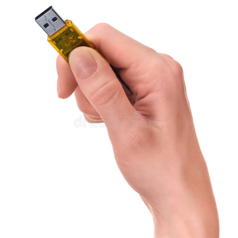 Hand Holding USB Cable Isolated on White Stock Photo - Image of ...