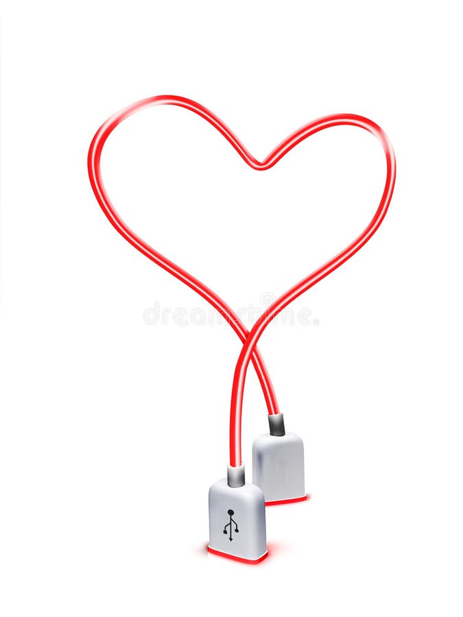 Red Heart Shaped Ethernet Network Cable Stock Photo - Image of geek ...