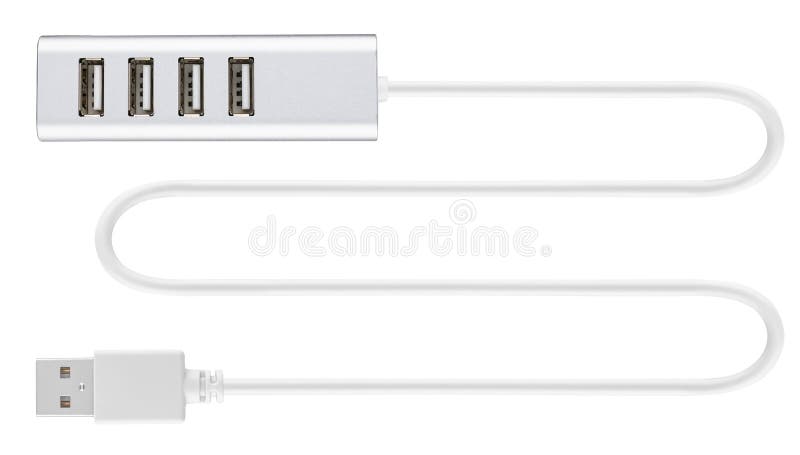 USB Hub for Four USB Ports, on White Background in Insulation Stock ...