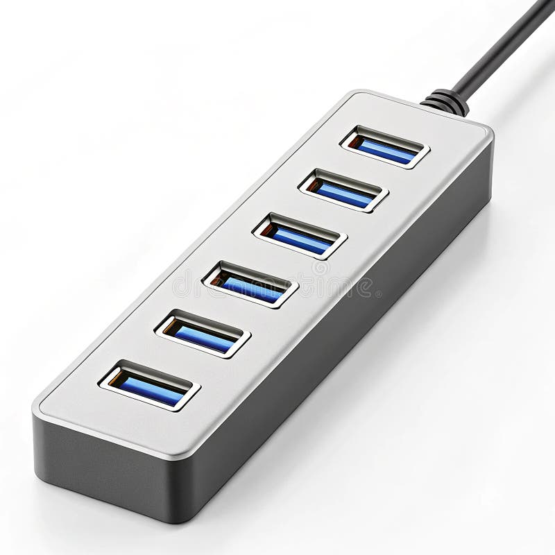 USB Hub with Multiple Ports on White Background Stock Illustration ...