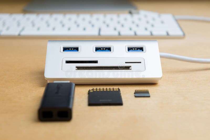 Usb 3.0 Hub, Universal Memory Card Extender Stock Image - Image of ...