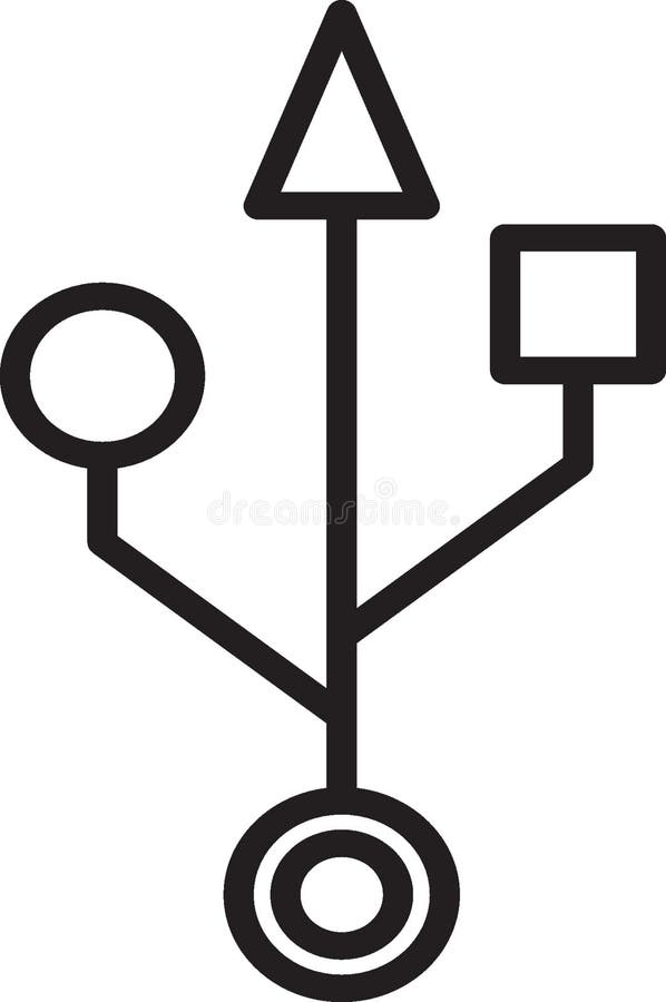 Usb icon black and white stock illustration. Illustration of form ...