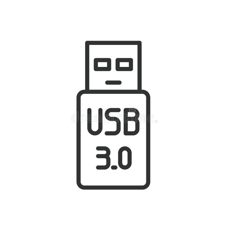 USB 3.0, Icon in Line Design. USB 3.0, Connector, Port, Cable, Data ...