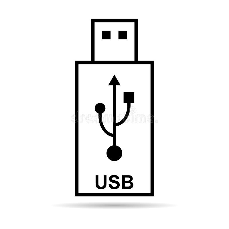 USB Icon Technology with Shadow, Connect Device Sign, Electronic ...