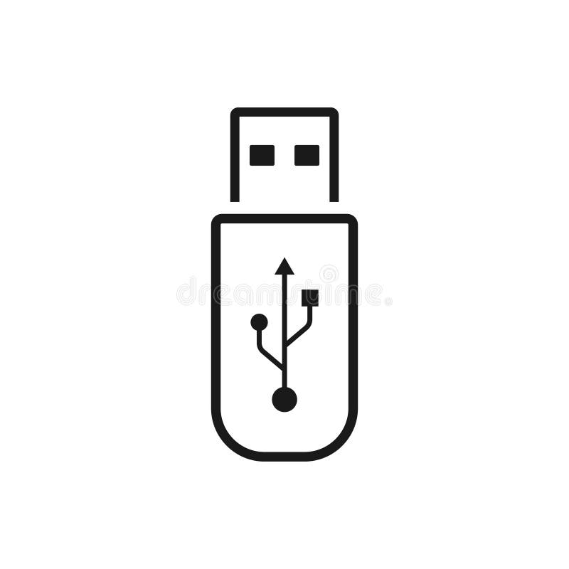 USB Icon Vector. Flash Drive Outline Icon Symbol Isolated on White ...