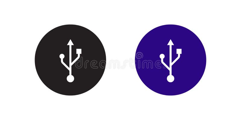 USB Icon Vector in Flat Style. Universal Serial Bus Symbol Illustration ...