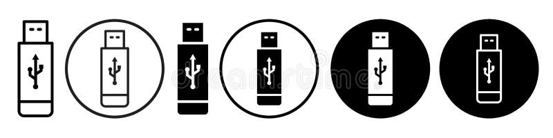 Usb Icon Vector Set Collection for Web Stock Vector - Illustration of ...