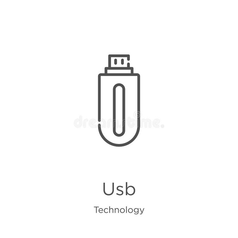 Usb Icon Vector from Technology Collection. Thin Line Usb Outline Icon ...