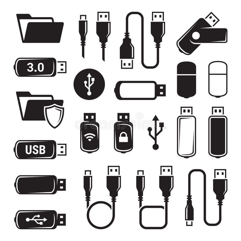 USB flash drive icon set stock illustration. Illustration of computer ...