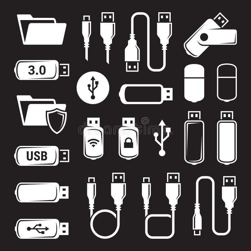 Usb icons set stock vector. Illustration of icons, plug - 46953668