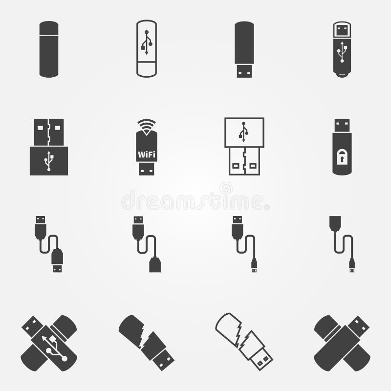 USB Cable Socket Set stock vector. Illustration of micro - 115868502