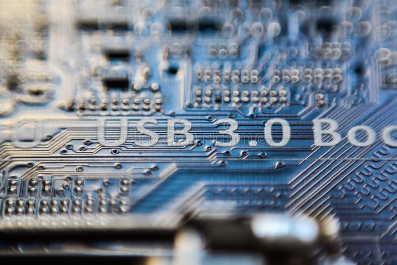 USB 3.0 Inscription on Motherboard Micro Chip Circuit Stock Image ...