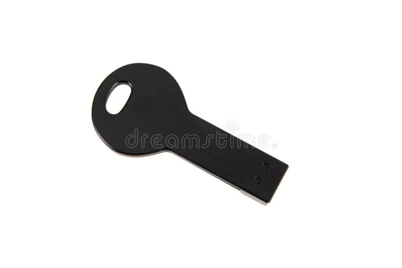 USB Key Black Flash Drive Stick Memory on White Background Stock Photo ...