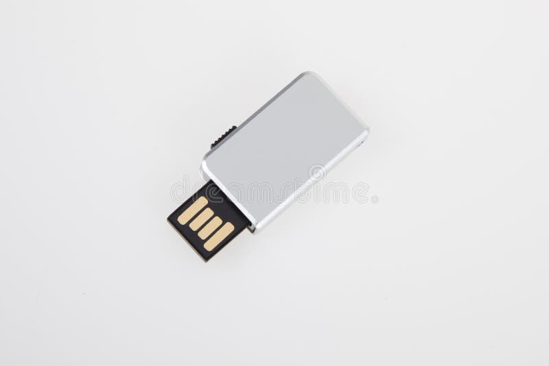 Usb Key Flash Drive Silver Open on White Background Stock Image - Image ...