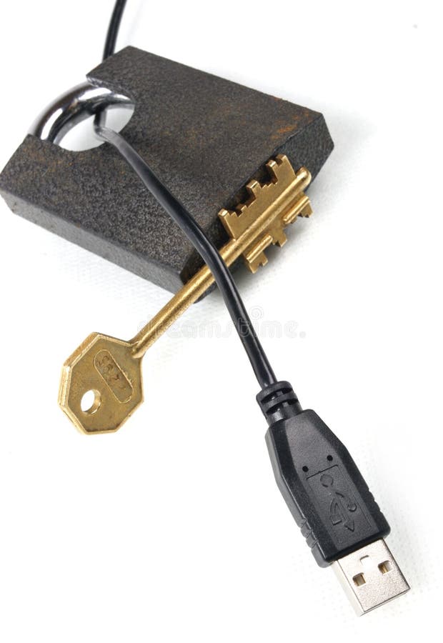USB a key and the lock stock photo. Image of microsoft - 333290