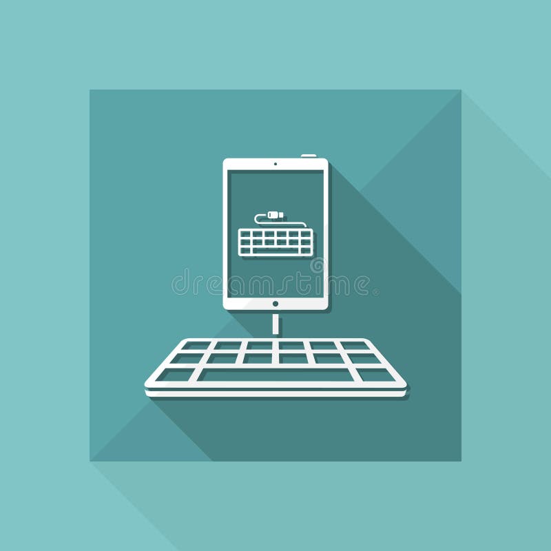 USB Keyboard Connected To Tablet - Vector Flat Minimal Icon Stock ...