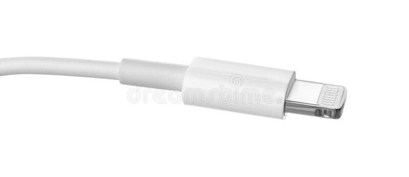 USB Lightning Cable Isolated on White. Modern Technology Stock Photo ...