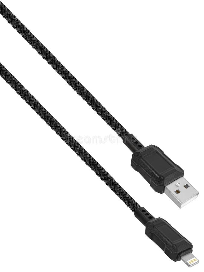 USB and Lightning Connector Cable , Insulated on White Background Stock ...