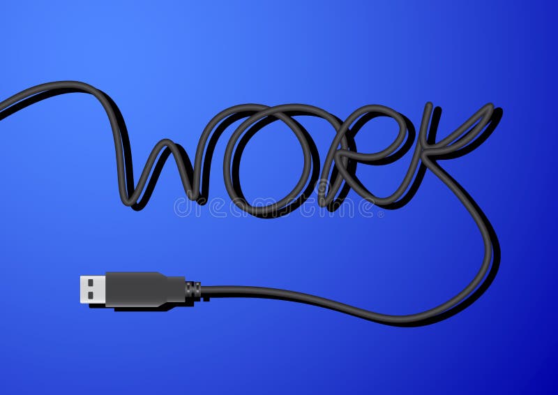 USB Line Word Work stock vector. Illustration of blue - 69409829