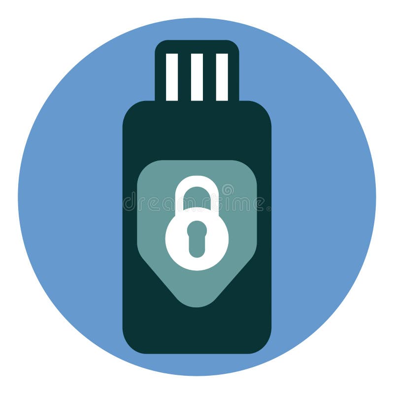 USB with lock, icon stock vector. Illustration of filled - 260374655