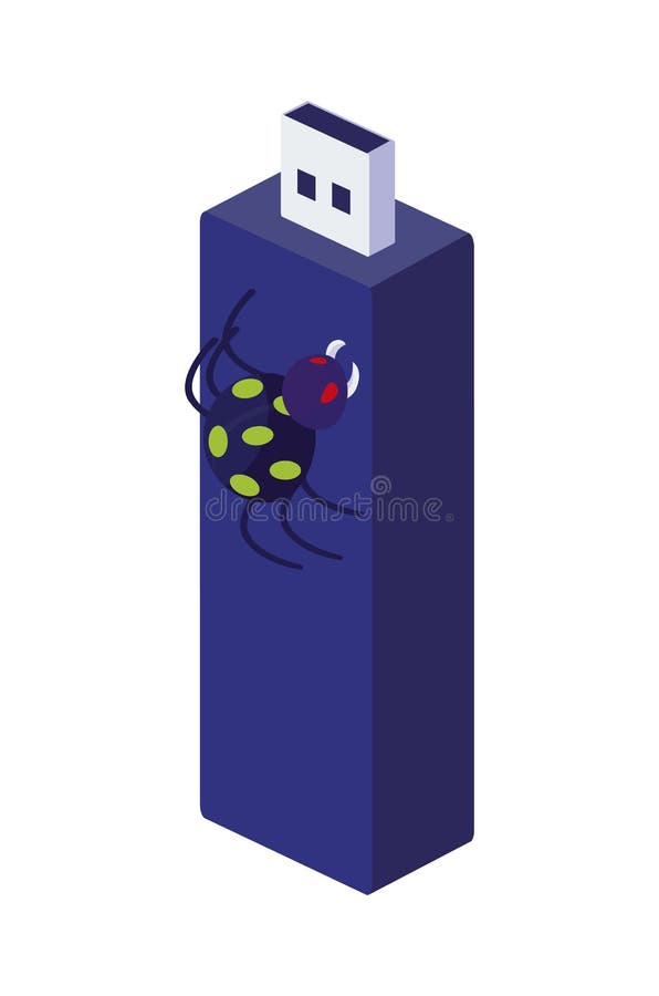 Usb memory with bug atack stock illustration. Illustration of safety ...