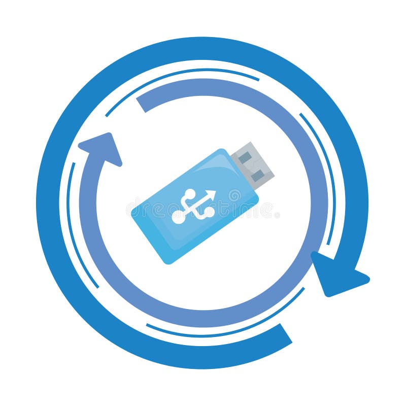 Usb Memory Data Storage with Arrows Around Stock Illustration ...