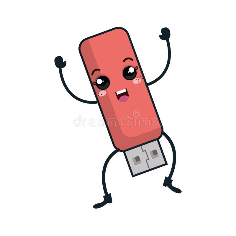 Usb Memory Kawaii Character Stock Illustration - Illustration of face ...