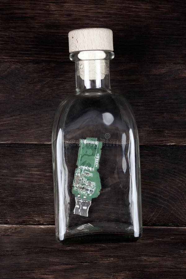 USB Memory Stick As Letter in Bottle Stock Image - Image of ocean ...