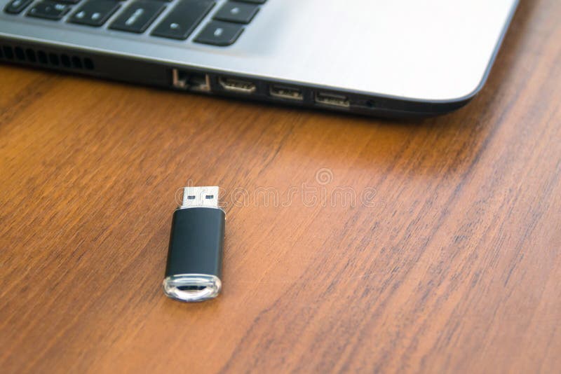 USB Memory Stick or Flash Drive and Laptop Computer Stock Photo - Image ...