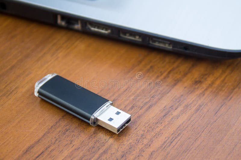 USB Memory Stick or Flash Drive and Laptop Computer Stock Image - Image ...
